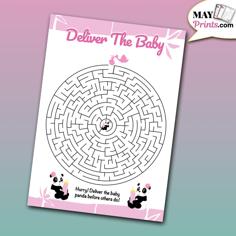 Panda Baby Shower Games Printable Set For Baby Girls - May Prints