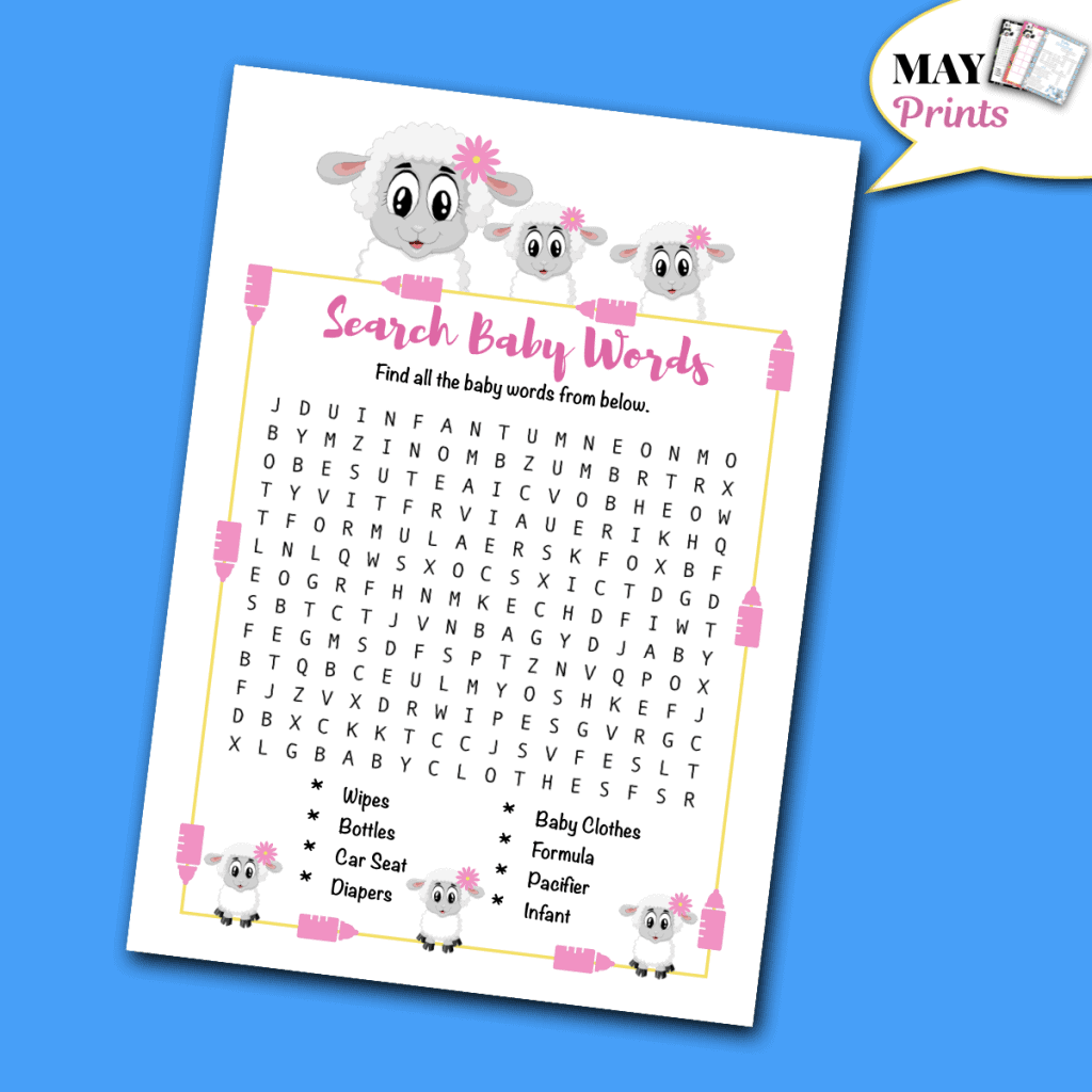 Little Lamb Baby Shower Games Package in 10 For Baby Girls