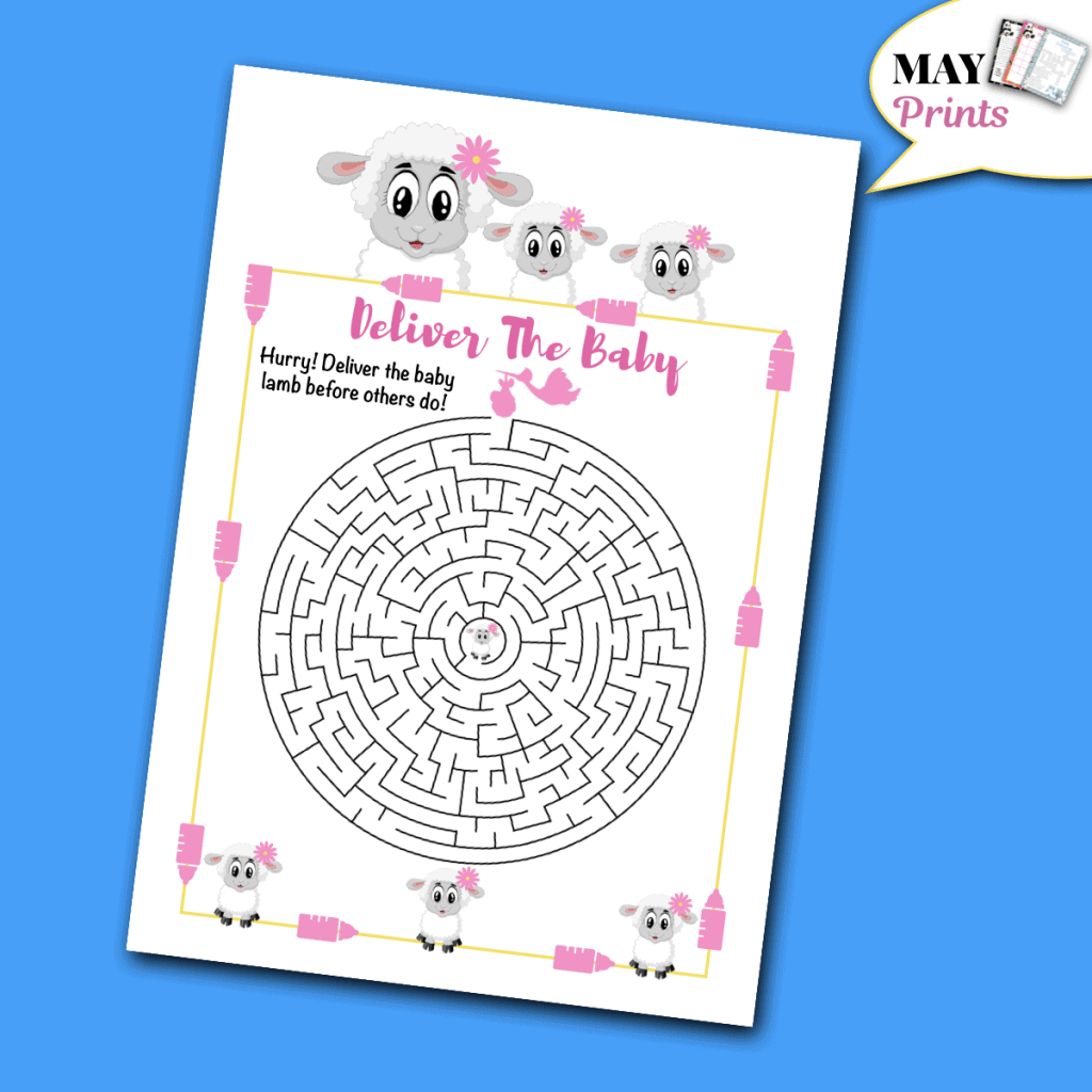 Little Lamb Baby Shower Games Package in 10 For Baby Girls