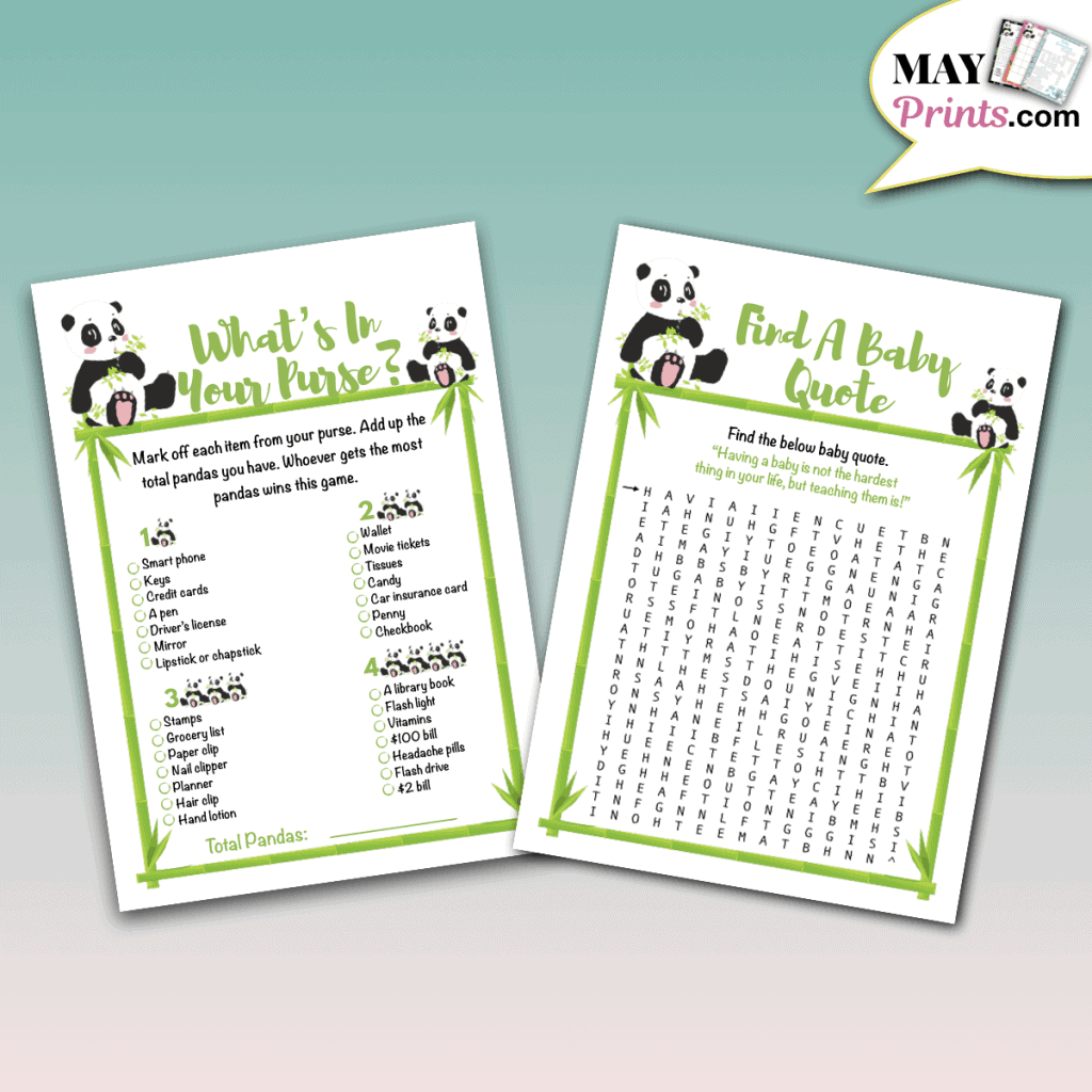 Panda Themed Baby Shower Games For Baby Boys