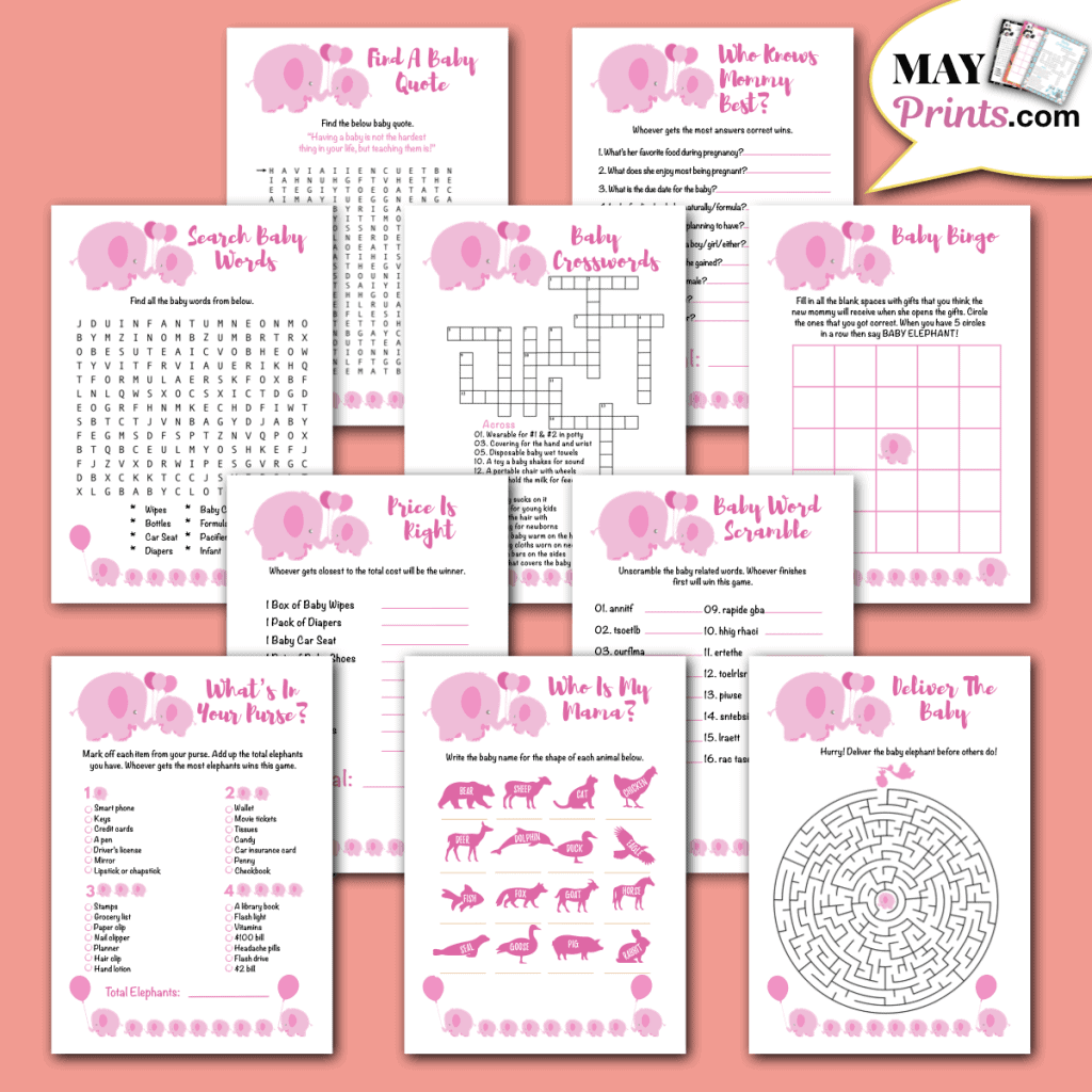 Panda Baby Shower Games Printable Set For Baby Girls - May Prints
