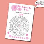 Pink Elephant Baby Shower Games - 10 Printable Games In A5, A4 & US