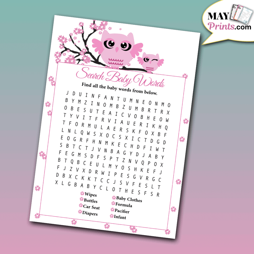 Printable Owl Baby Shower Games For Baby Girls