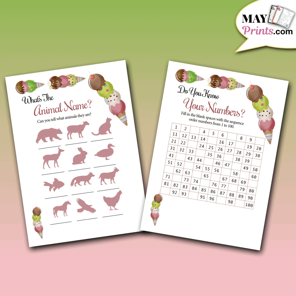 Ice Cream Birthday Party Games For Little Girls - 10 Printable Games